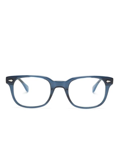 Moscot Boychik Square Frame Glasses Blue Farfetch Uk