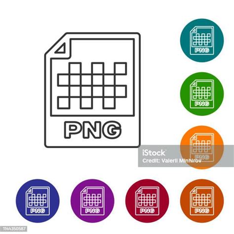 灰色 Png 檔文檔圖示下載在白色背景上隔離的 Png 按鈕線圖示png 檔符號在顏色圓圈按鈕中設置圖示向量插圖向量圖形及更多互聯網圖片