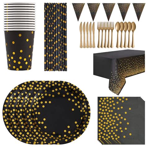 Lou A Descart Vel Conjunto Bolinhas Pretas Copos De Papel Pratos