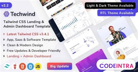 Techwind Tailwind Css Multipurpose App Saas And S Codeintra