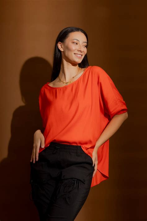 Orange Silky Hi Lo Top Buy Womens Hi Lo Tops Online