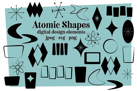 50s Atomic Shapes Retro Googie Sign Shape 1950s Clipart Mid Century