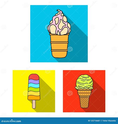 Different Ice Cream Flat Icons In Set Collection For Design Dessert