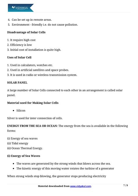 Class 10th Science Source Of Energy NCERT Notes CBSE 2023