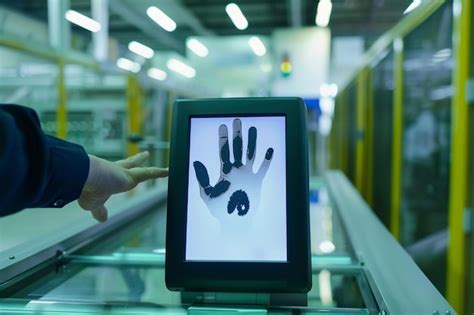 Premium Photo A Handprint Scanner At A Manufacturing Plant For P Generative Ai
