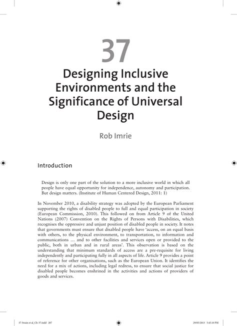 Pdf Designing Inclusive Environments And The Significance Of Universal Design