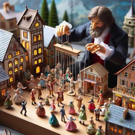 A Miniature Puppet Show With Tiny Puppets And A Puppet Stock Image