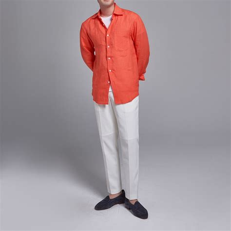 린넨 비치 셔츠코랄 오렌지 감도 깊은 취향 셀렉트샵 29cm
