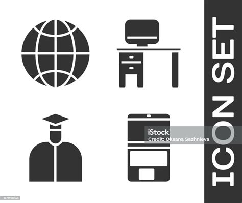 랩톱 소셜 네트워크 학생 및 컴퓨터 모니터 및 책상 아이콘을 설정합니다 벡터 공부에 대한 스톡 벡터 아트 및 기타 이미지 공부 교육 노트북 Istock