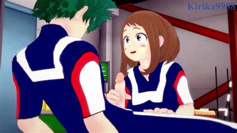 Ochako Uraraka Plays Hard With Izuku Midoriyas Penis In The Warehouse