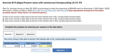 solved exercise b 11 algo present value with semiannual