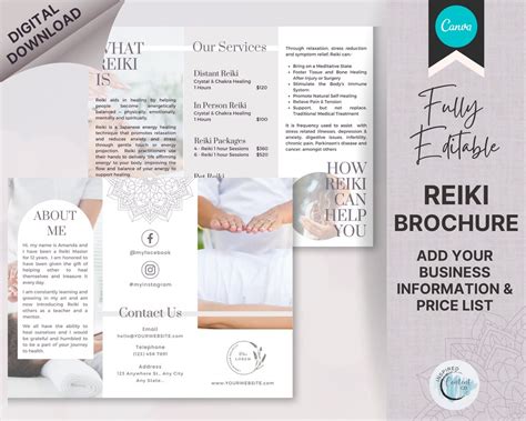 Reiki Brochure Reiki Marketing Canva Brochure For Your Energy Healing