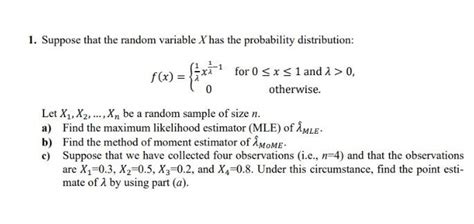 Solved 1 Suppose That The Random Variable X Has The Chegg