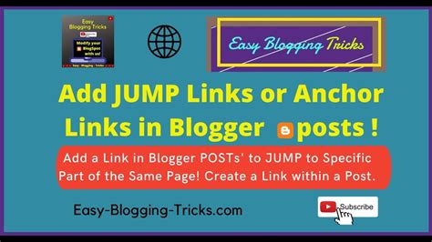 How To Add Create JUMP LINK Or ANCHOR Link In Blogger Posts To JUMP To