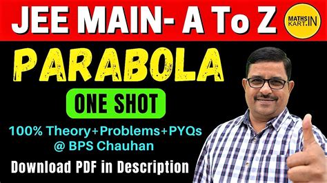Parabola One Shot Jee One Shot Jee Mains 2023 Mathskart Bps Chauhan Youtube