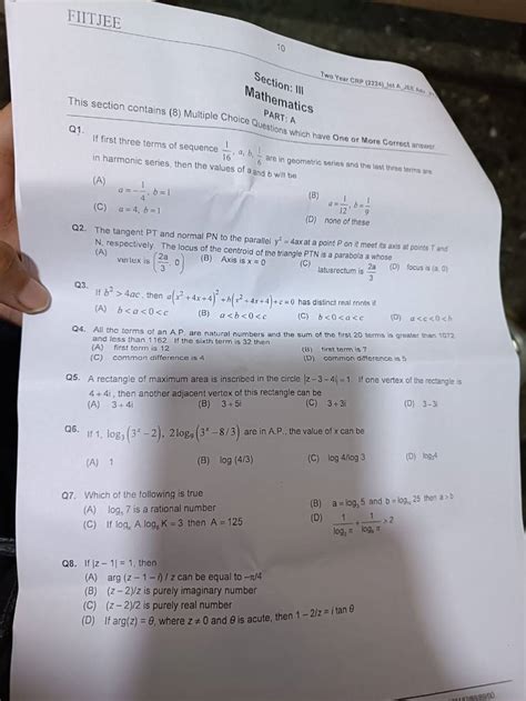 Q5 A Rectangle Of Maximum Area Is Inscribed In The Circle ∣z−3−4i∣1 If