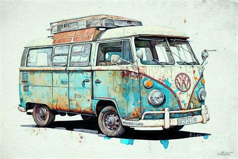 Rusty Vw Bus Digital Art By Jutta Maria Pusl Pixels