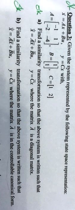 solved a x ax bu x ax bu 11] x ax bu y cx with y cx where the matrix