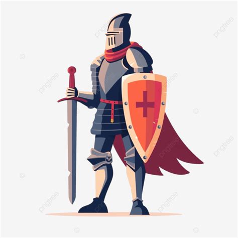 Medieval Knight Semi Flat Color Character Cartoon Character 2d Png
