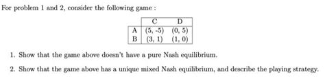 Solved For Problem And Consider The Following Game Chegg