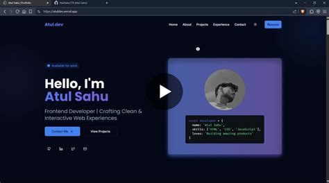 Portfoliolaunch Frontenddeveloper Typescript Javascript Tailwindcss Atul Sahu
