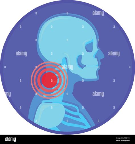 Neck Pain Round Icon Human Bone Anatomy Isolated On White Background