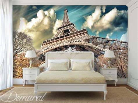 Under The Roofs Of Paris Eiffel Tower Wallpaper Mural Photo