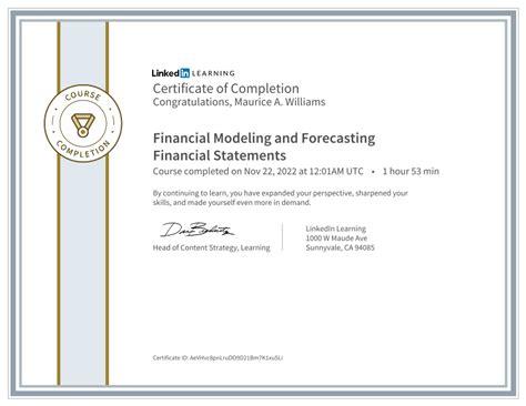 linkedin maurice a williams 페이지 certificate of completion