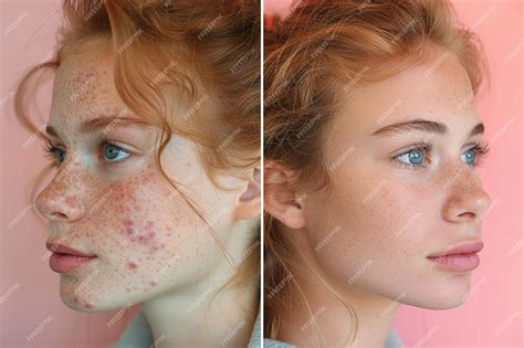 Premium Photo Before And After Acne Treatment Collage Portrait Of The