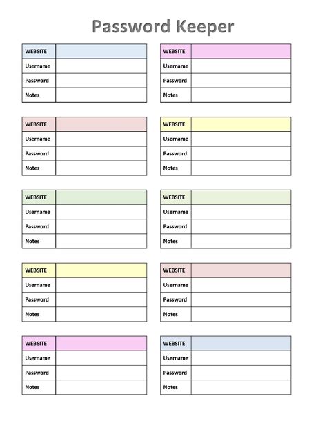 Minimalist Colorful Password Tracker Etsy