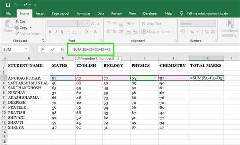 Excel Sum Formula Customguide