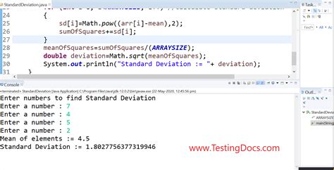 Program To Calculate The Mean And Standard Deviation Testingdocs