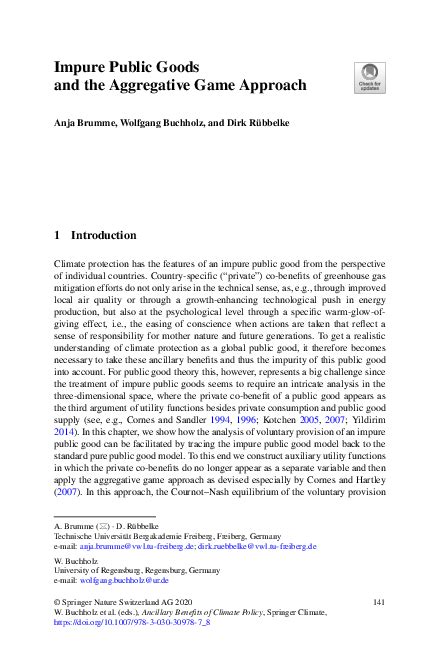 Pdf Impure Public Goods And The Aggregative Game Approach