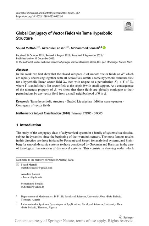 Global Conjugacy Of Vector Fields Via Tame Hyperbolic Structure