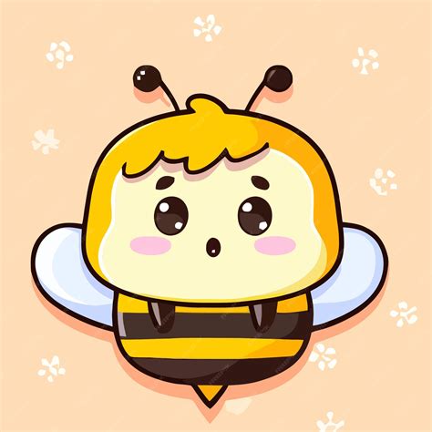 Premium Vector Cute Bee Illustration Bee Kawaii Chibi Vector Drawing Style Bee Cartoon