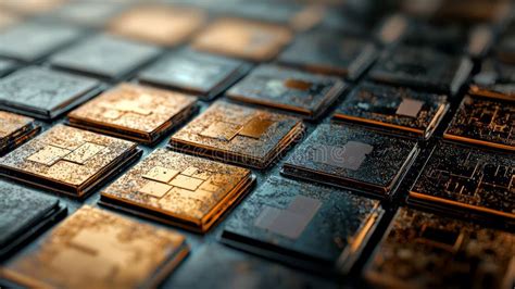 Close Up Of A Grid Of Microchips Showcasing Their Intricate Circuitry The Image Represents