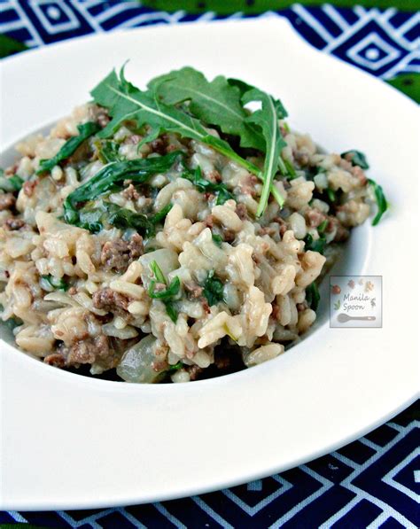 One Pot Beef Risotto With Arugula Manila Spoon