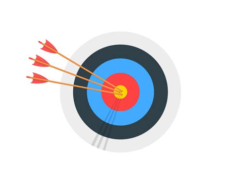 Archery Target Ring With Three Arrows Hitting Bullseye Round Shaped Dartboard Front View Goal