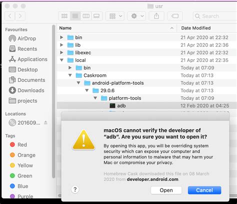launch `adb` installed by homebrew on macos by niel de wet mac o