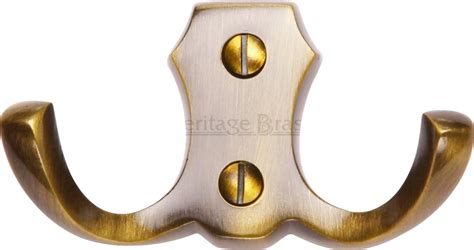 Tudor Double Robe Coat Hook Antique Brass