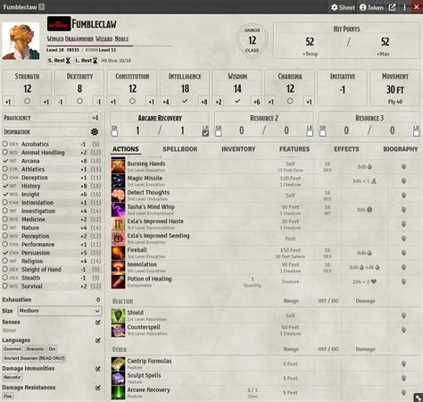 Compact DnDBeyond E Character Sheet Foundry Virtual Tabletop