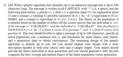 Solved Write A Genetic Algorithm That Identifies Up Chegg