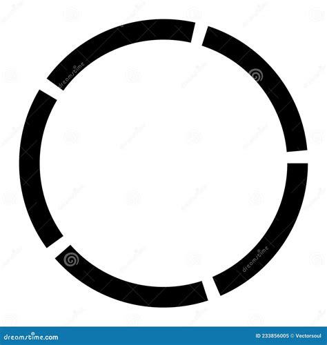 5 Part Section Segmented Circle Abstract Dashed Lines Circular Geometric Element Stock Vector