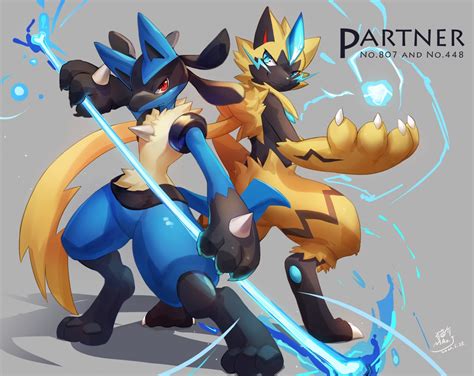 Lucario And Zeraora Pokemon Drawn By Mao J Danbooru