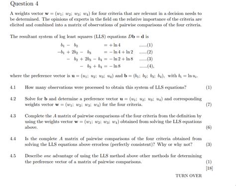 A Weights Vector Ww1w2w3w4 For Four Criteria