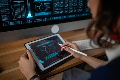 Premium Photo Futuristic Women Engineer Working With Holographic