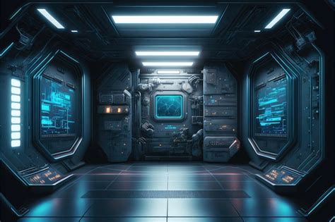 Premium Photo Abstract In Futuristic Interior Of Spaceship With Power Generative Technology