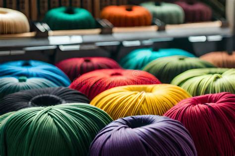 Many Different Colors Of Yarn Are Shown In This Photo Generative Ai