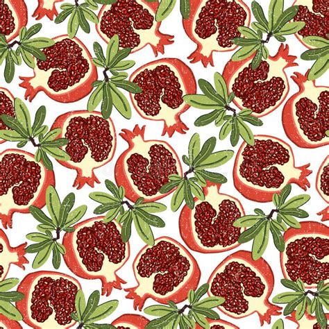 Vector Repeating Texture With Stylized Pomegranate Abstract Seamless