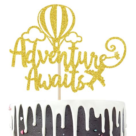 Buy Gold Glitter Adventure Awaits Cake Topper Congrats Grad Cake
